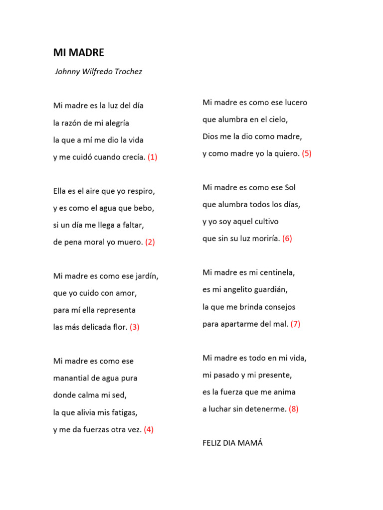 Poema: Celebrando a Mamá | PDF