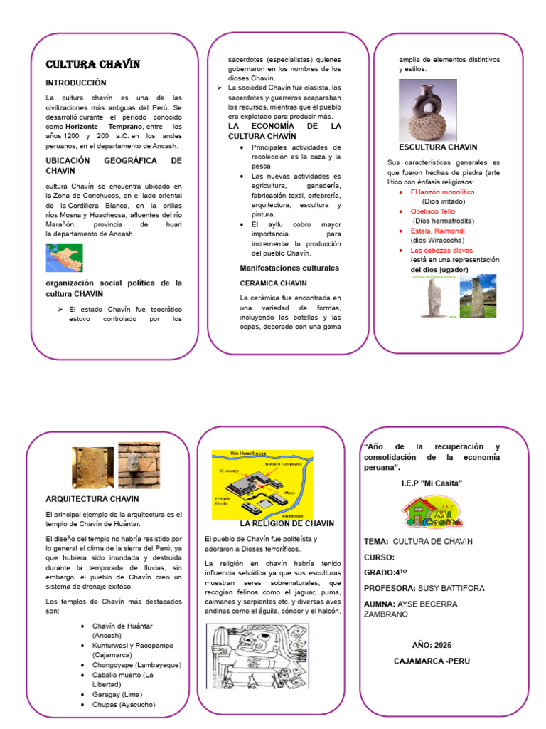 Cultura Chavin Triptico | PDF | Era precolombina | Andes