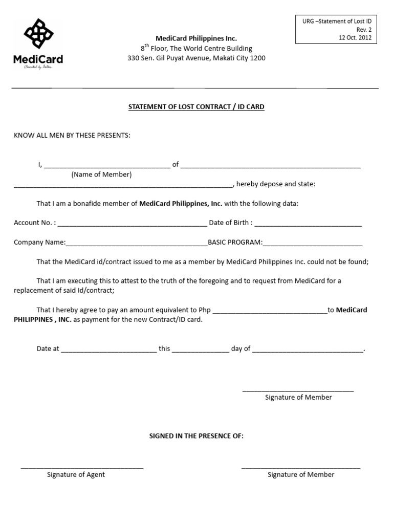 MediCard ID Replacement Request Form | PDF
