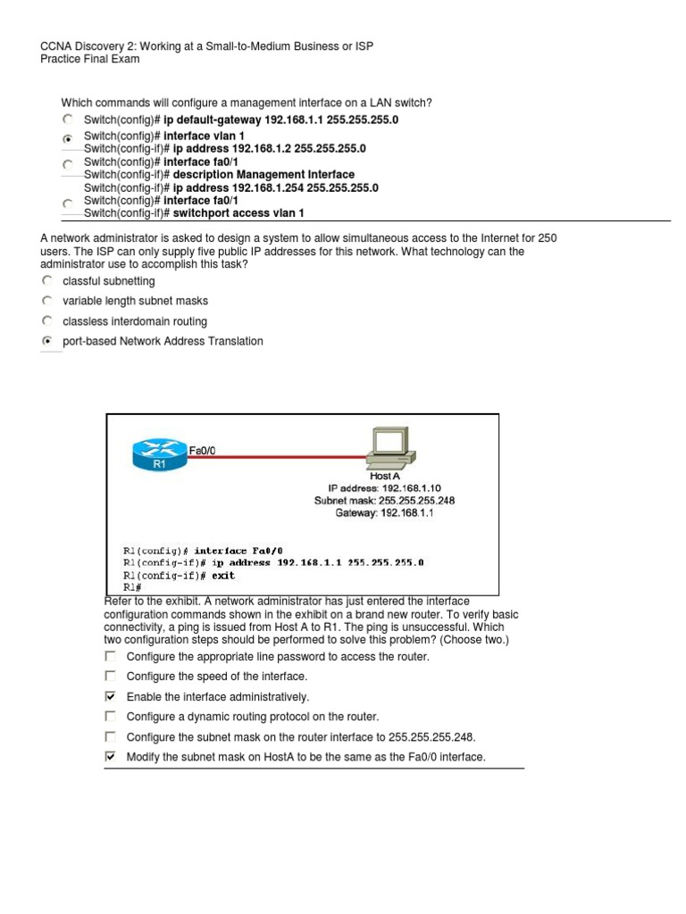 CCNA Discovery 2 Working at A Small To Medium Business or ISP Practice Final | PDF | Ip Address ...