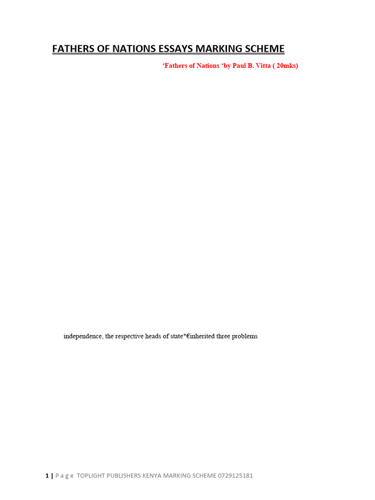 Fathers of Nations Essay Marking Scheme | PDF | Poverty | Poverty ...