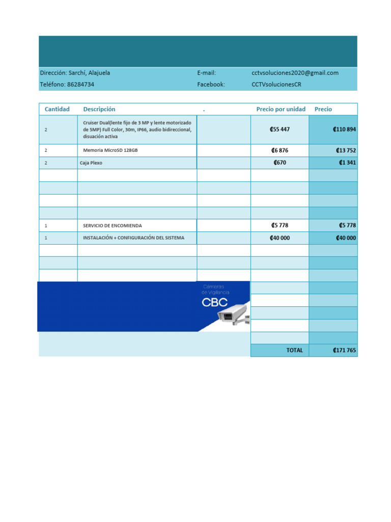 Proforma para Sistema de CCTV Completo | PDF