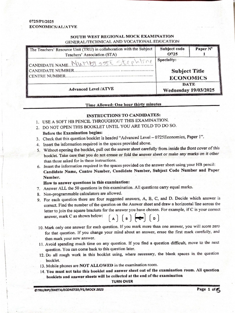 SW Mock A - L P1 | PDF