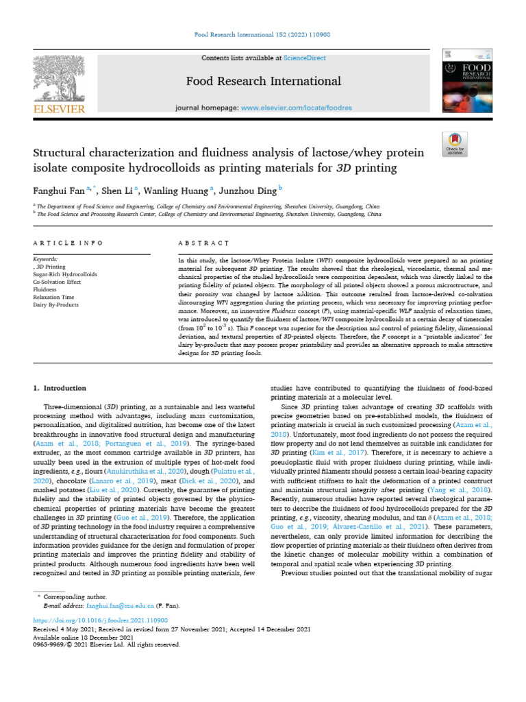 Structural Characterization and Fluidness Analysis of Lactosewhey ...