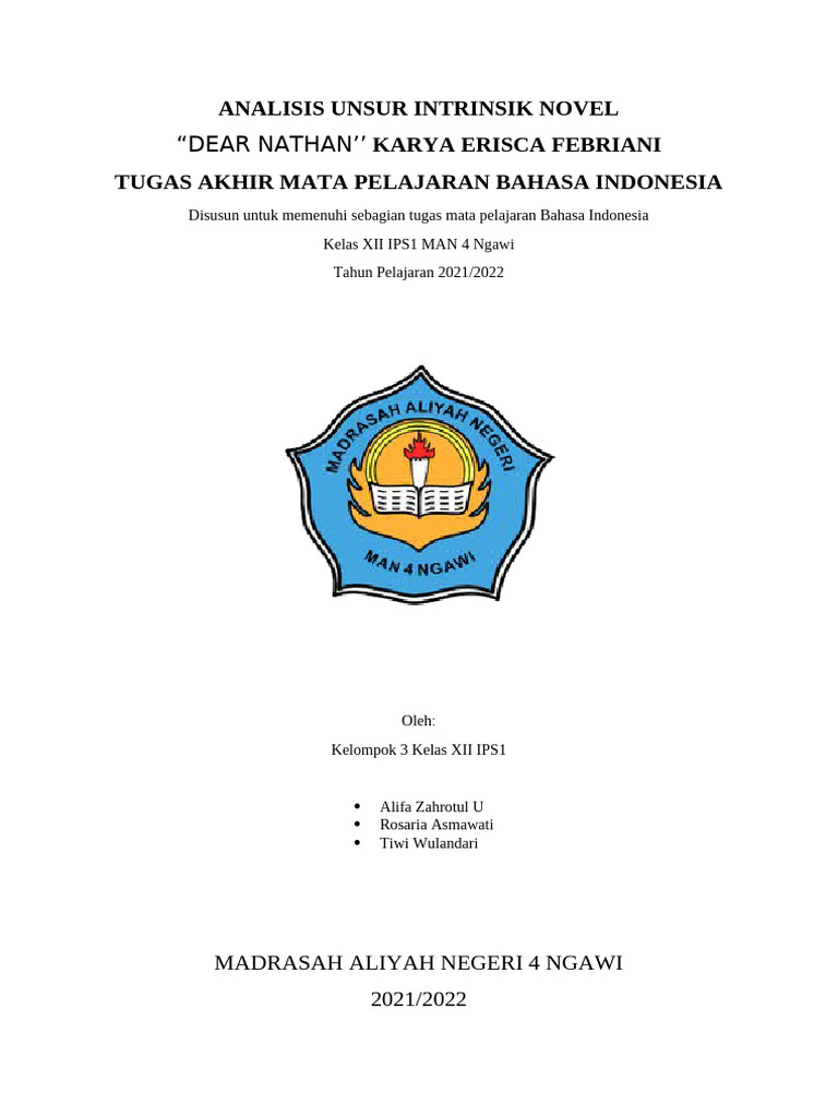 Analisis Intrinsik Novel Dear Nathan | PDF
