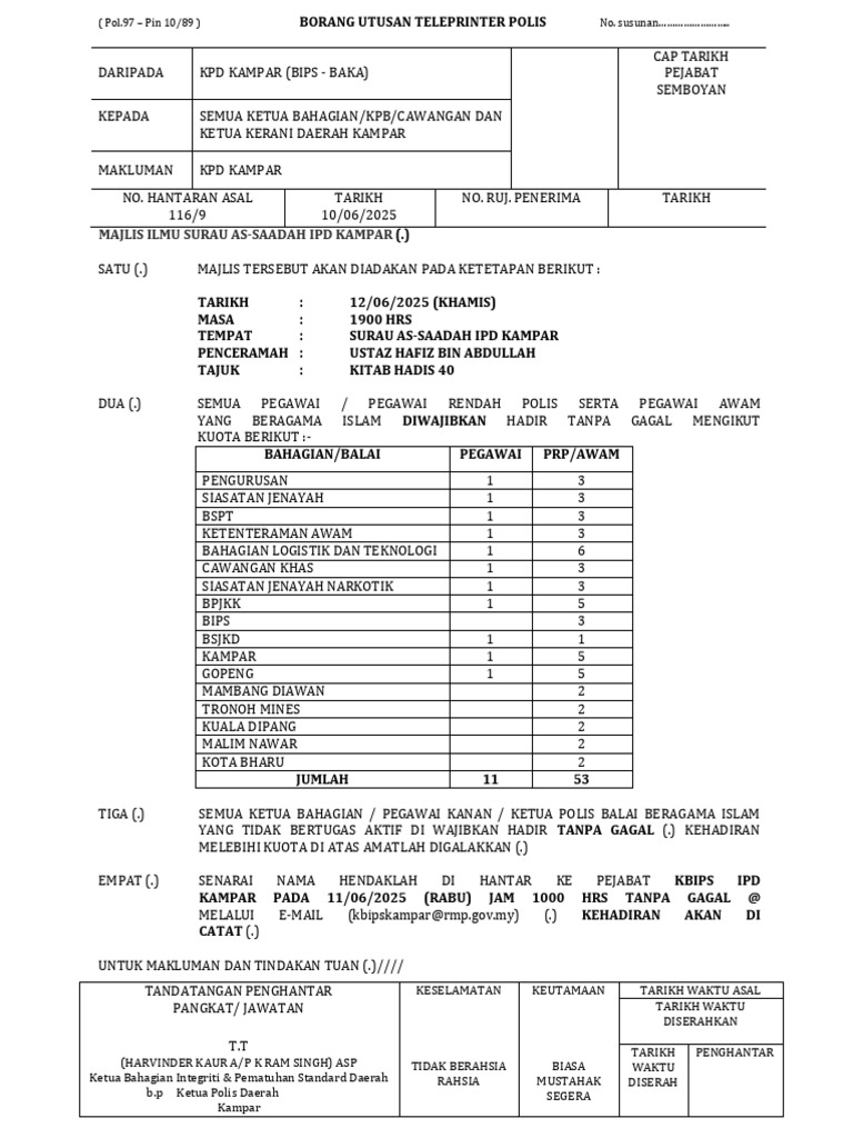 Semboyan Majlis Ilmu Surau As-Saadah Ipd Kampar (Ustaz Hafiz) | PDF