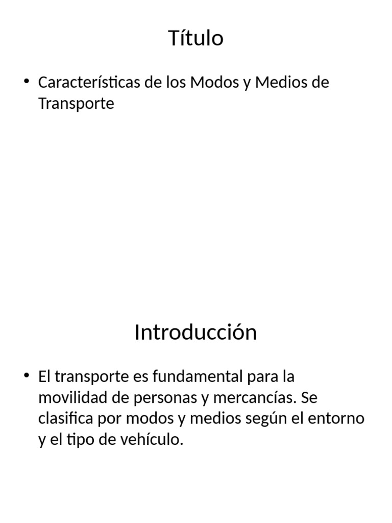 Modos y Medios de Transporte: Guía Completa | PDF