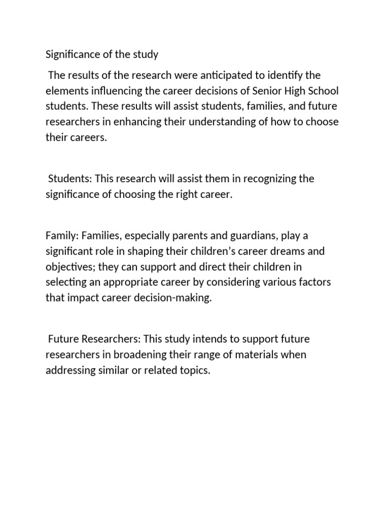 Significance of The Study | PDF