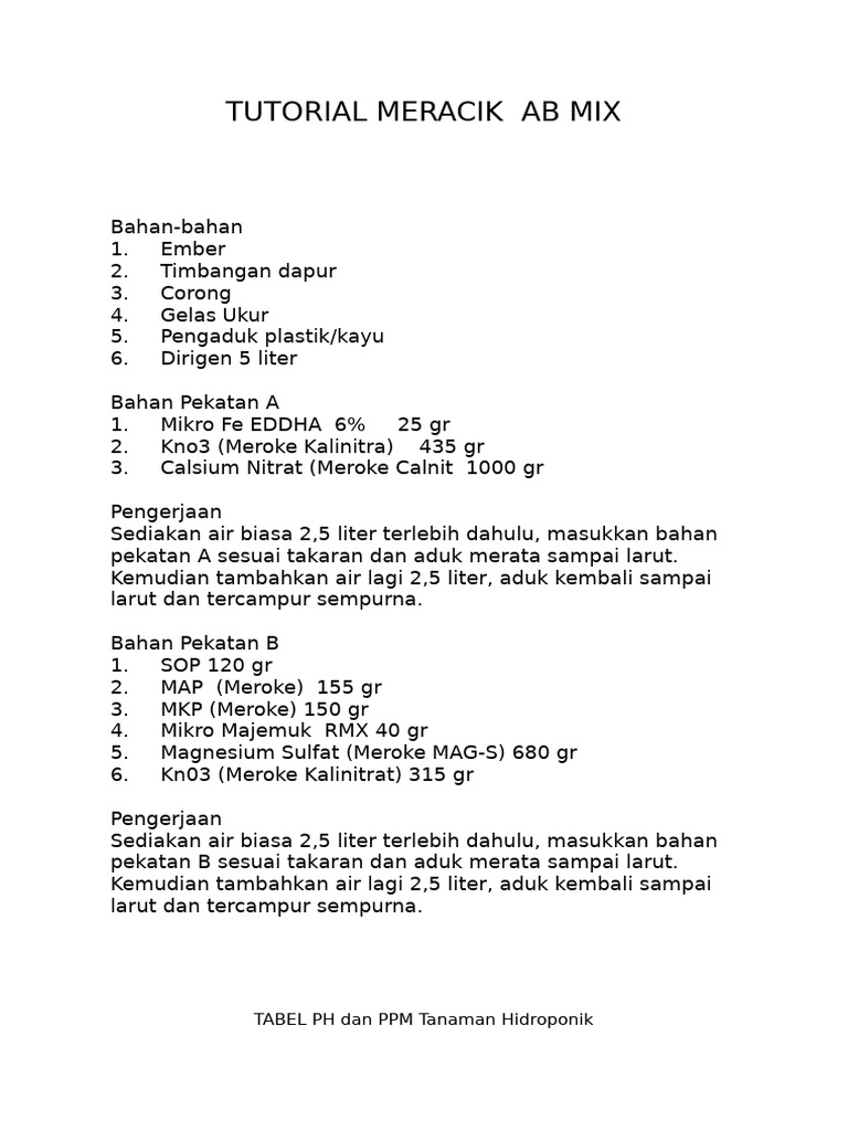 Racikan AB Mix untuk Hidroponik | PDF