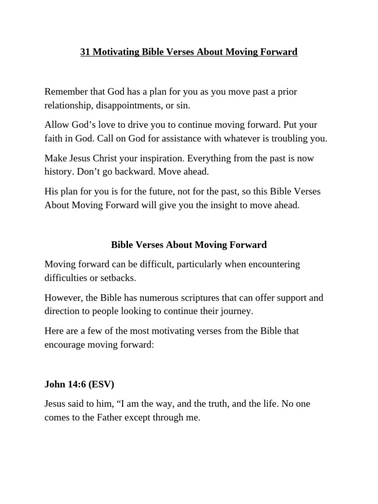 31 Motivating Bible Verses About Moving Forward | PDF | Eternal Life ...