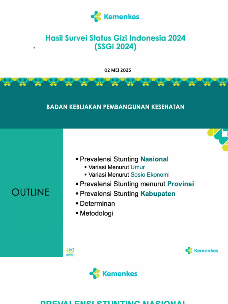 Presentasi Ka. BKPK Kemenkes - Hasil SSGI 2024 | PDF