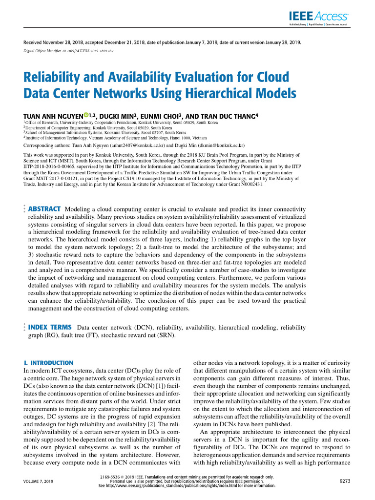 190107-Reliability and Availability Evaluation For Cloud Data Center Networks Using Hierarchical ...