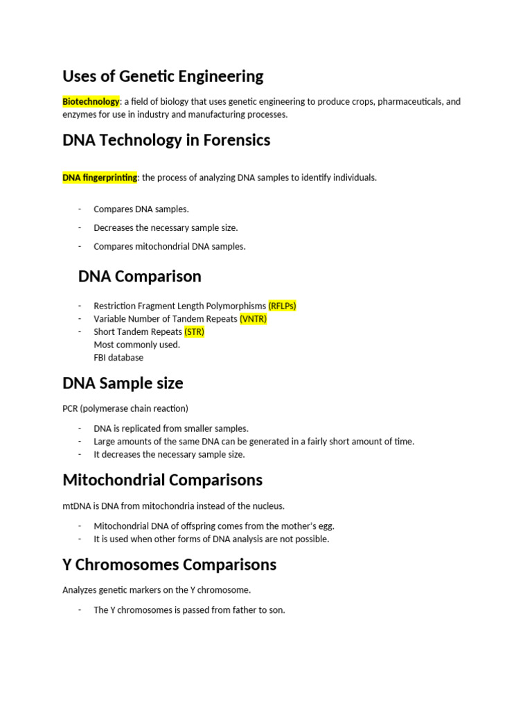 Uses of Genetic Engineering | PDF | Mitochondrial Dna | Dna