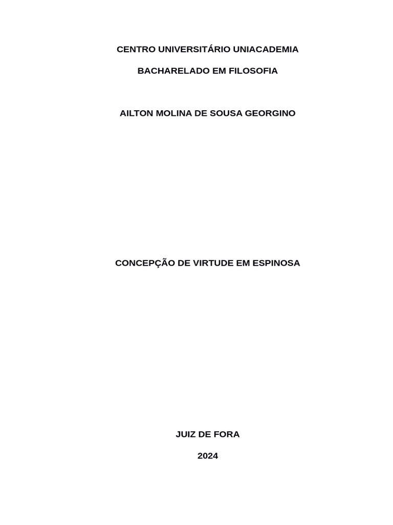 Capítulo 1º TCC | PDF | Baruch Spinoza | Virtude