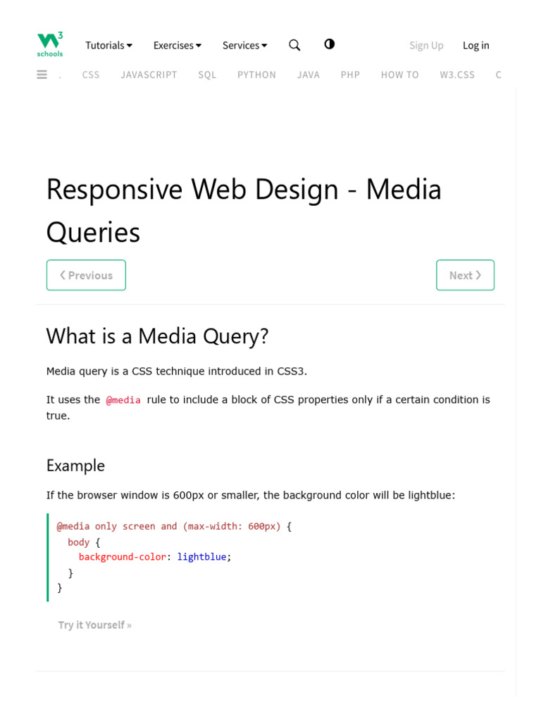 Responsive Web Design Media Queries | PDF | Responsive Web Design | Web Design