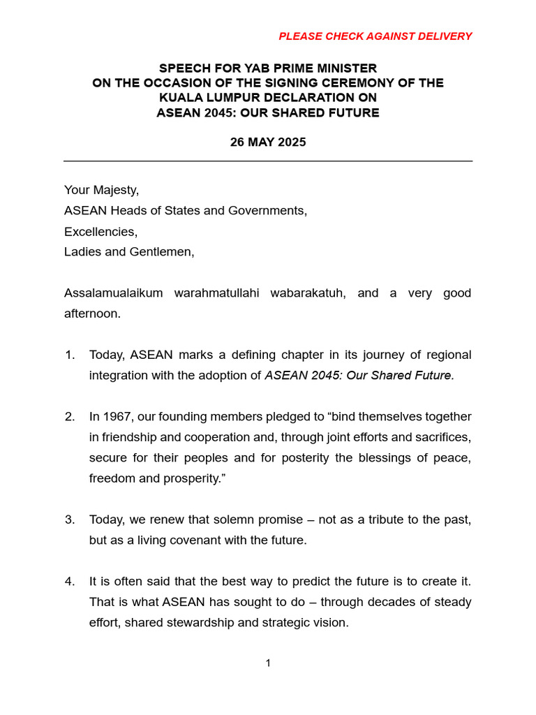 Signing of ASEAN 2045 Declaration | PDF | Economies