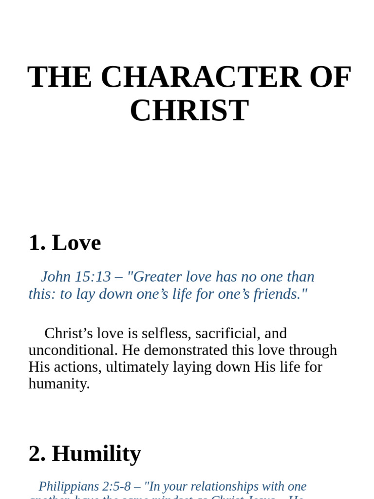 Character Traits of Christ Explained | PDF | Jesus | Salvation