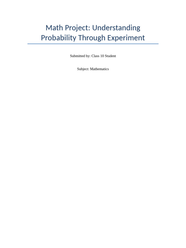 Class 10 Probability Project Guide | PDF | Probability | Experiment