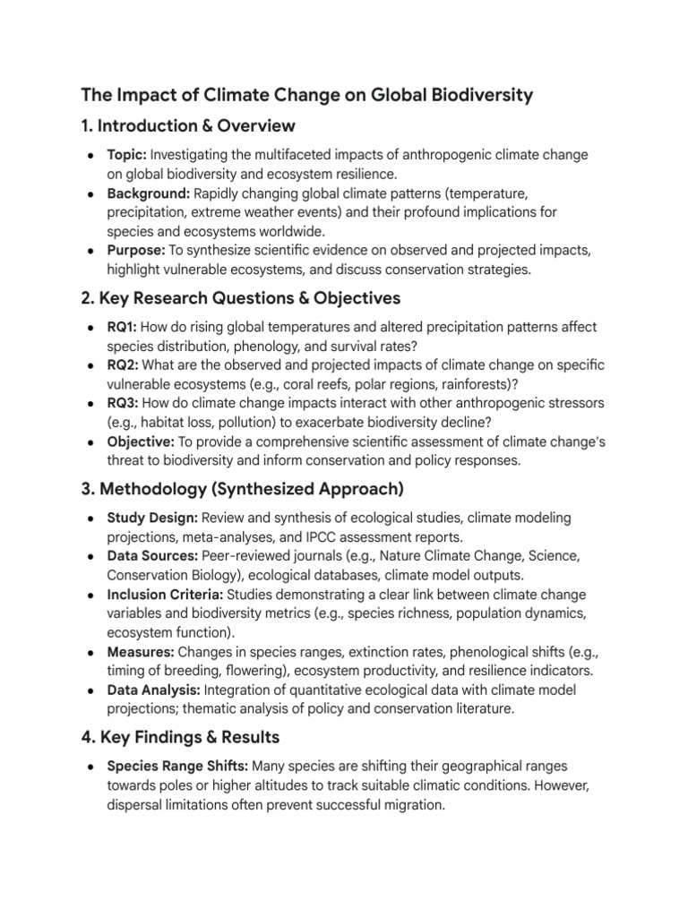 Climate Change Effects on Biodiversity | PDF | Climate Change ...