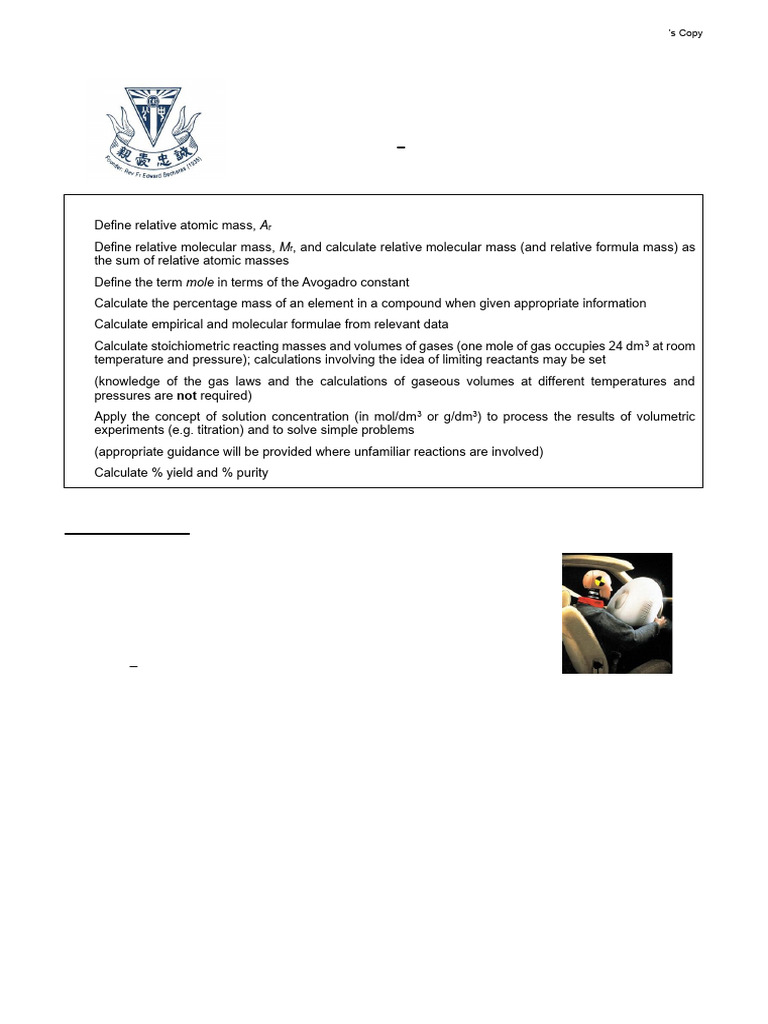 Mole Concept and Stoichiometry Guide | PDF | Chemistry | Titration