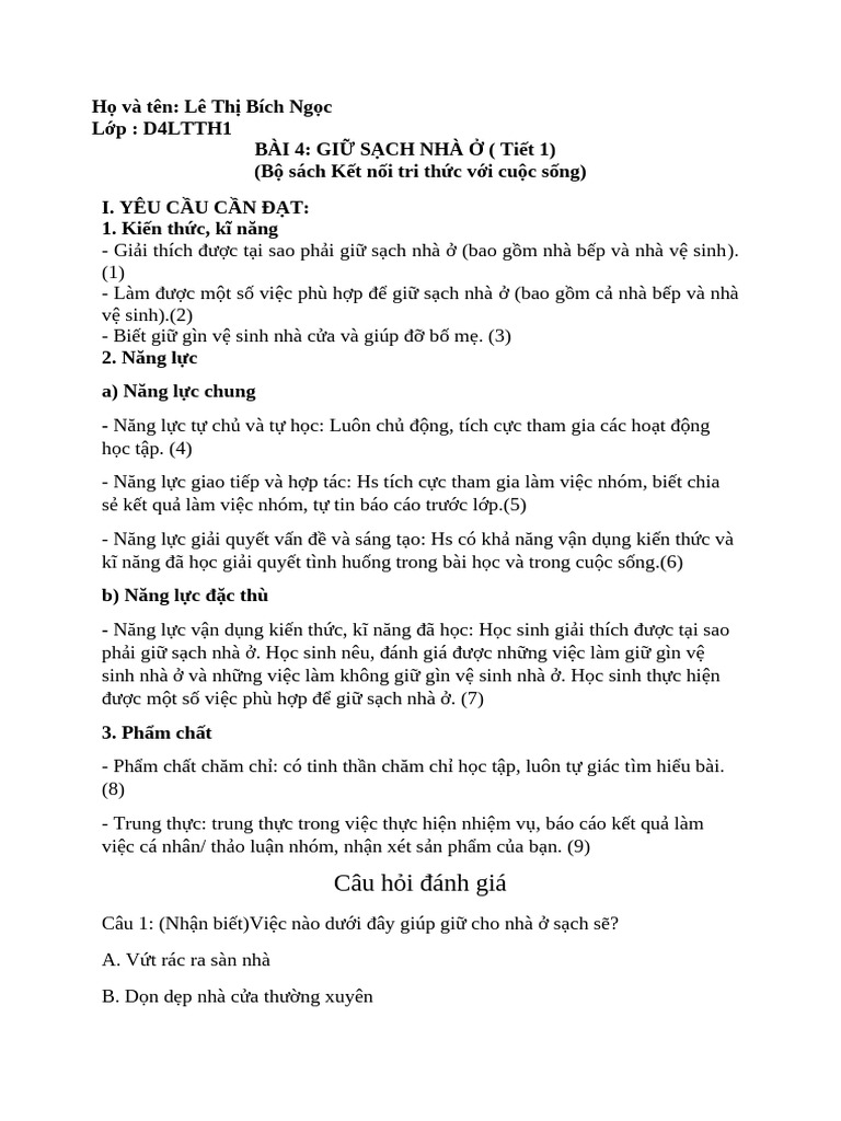 Bài Đánh Giá TNXH | PDF