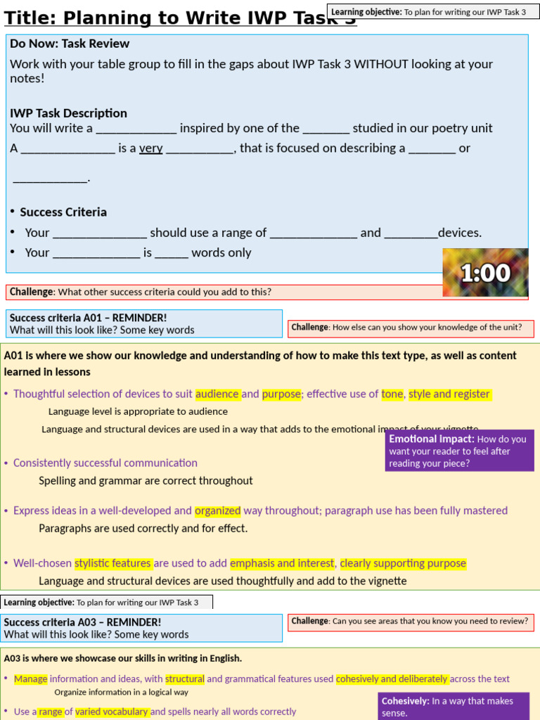 IWP Task 3 Vignettes Planning | PDF | Punctuation | English Language