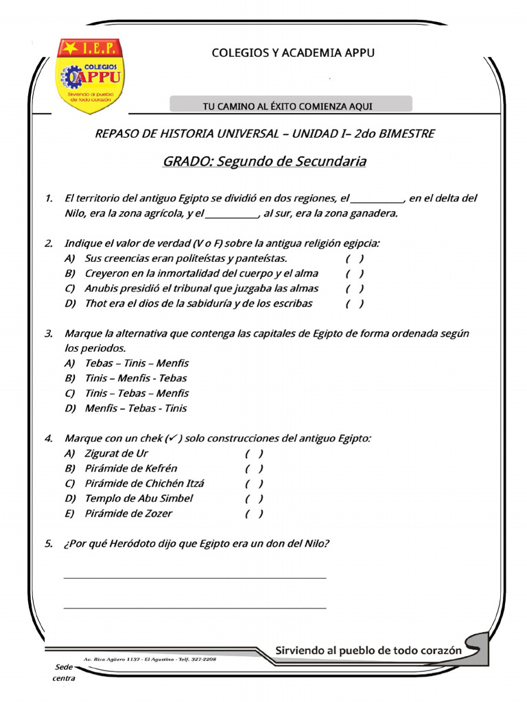 Repaso (H U) 2° | PDF