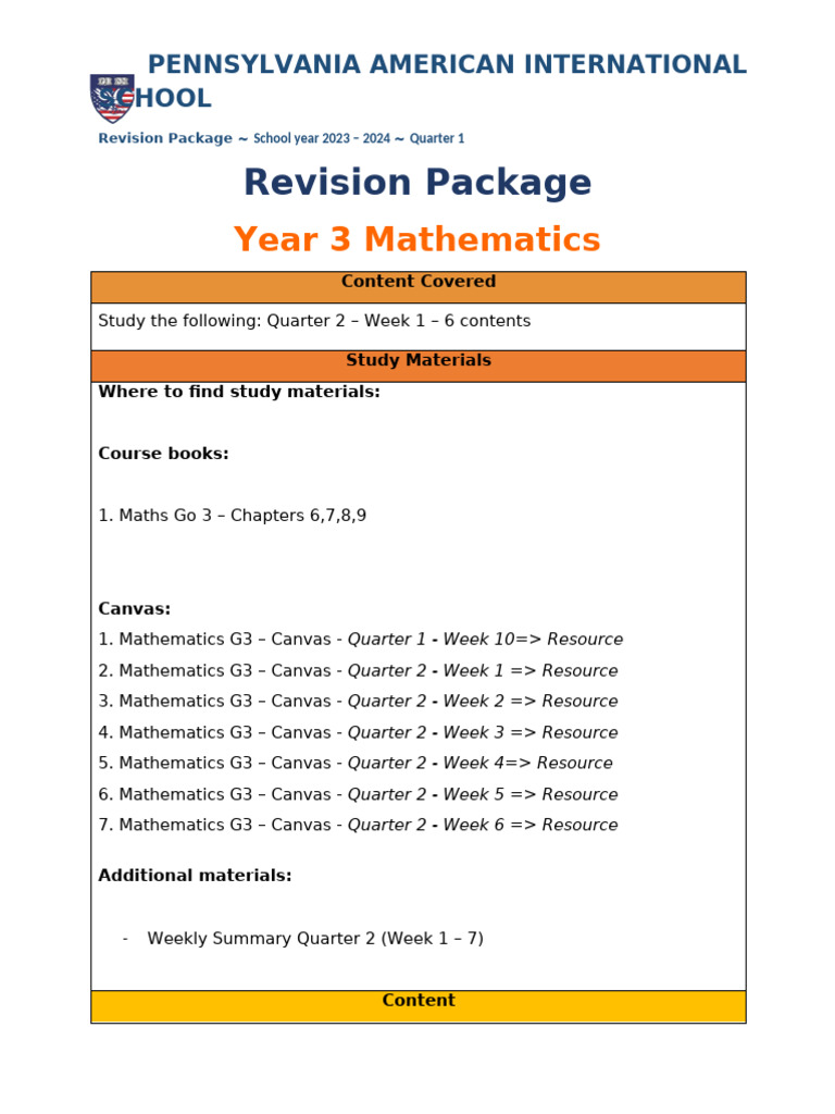Maths VAP3 Revision Pack Q2 MRT..Docx (150 Copies) | PDF | Mathematics