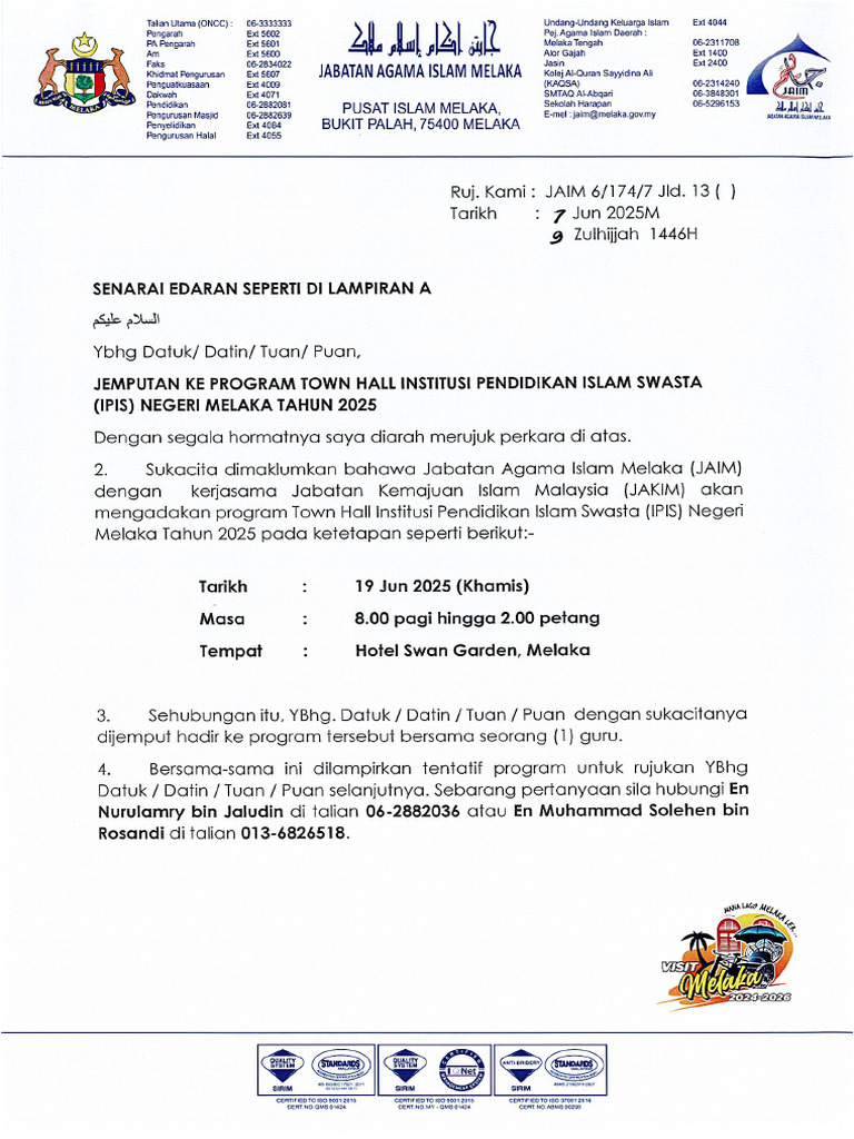 Jemputan Ke Program Townhall Ipis Negeri Melaka Tahun 2025 ...