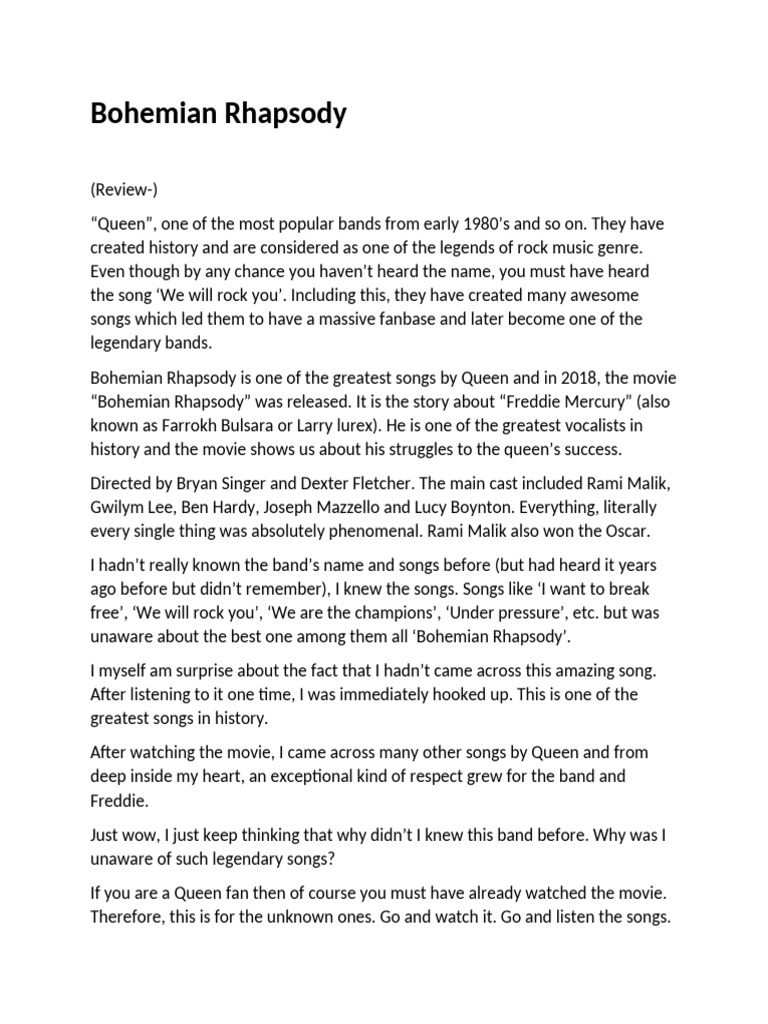 Bohemian Rhapsody: Queen's Legacy Unveiled | PDF