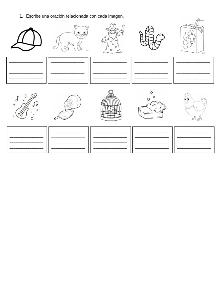 Escribe Una Oración Relacionada Con Cada Imagen | PDF