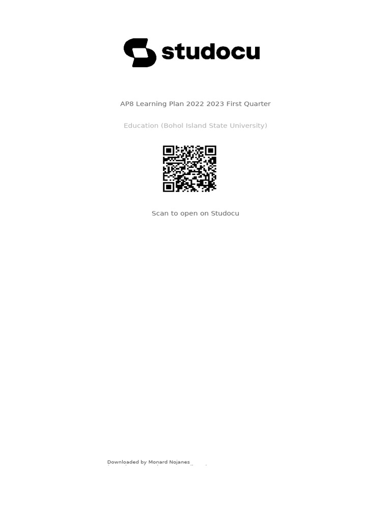 Ap8 Learning Plan 2022 2023 First Quarter | PDF