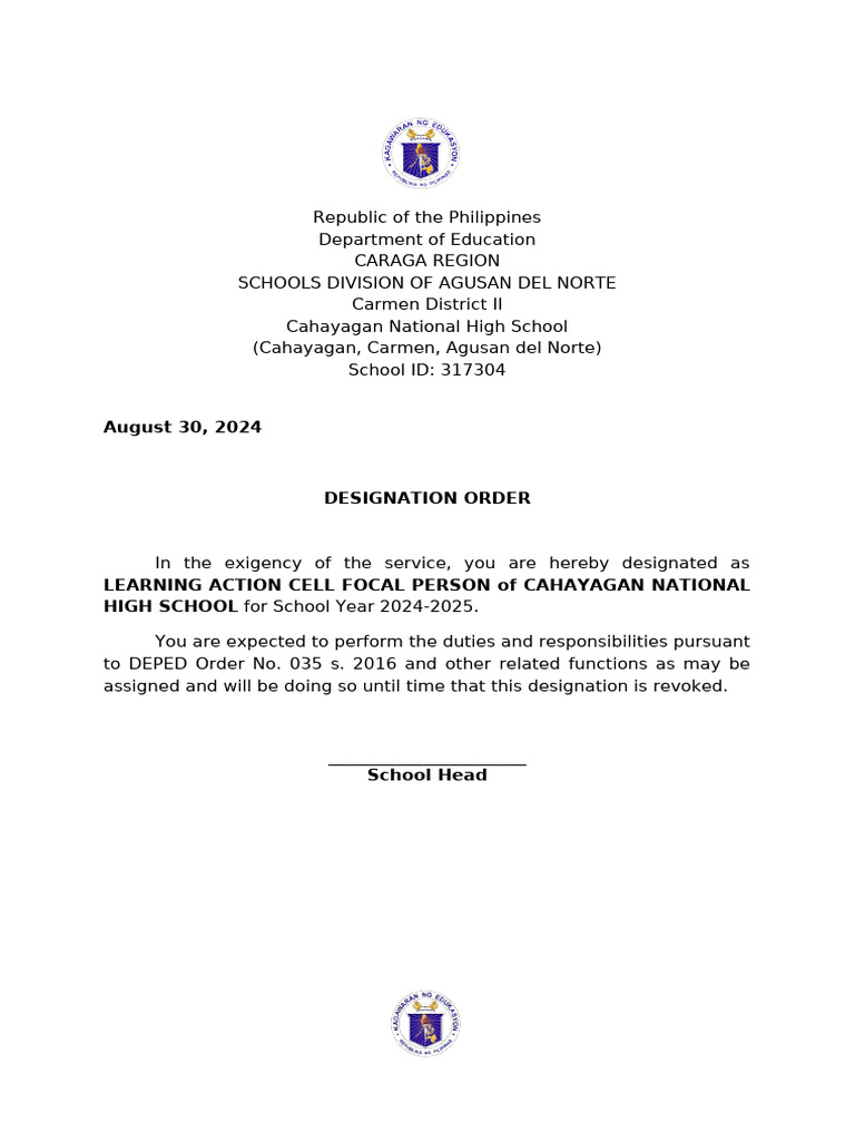 A.3 Your Designation Order Sample | PDF