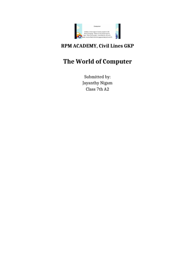 Computer Project Cover Page | PDF