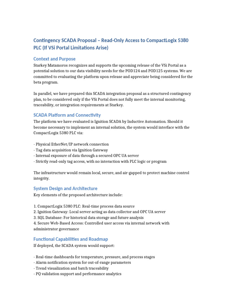 SCADA Contingency Proposal Starkey | PDF | Scada | Programmable Logic Controller