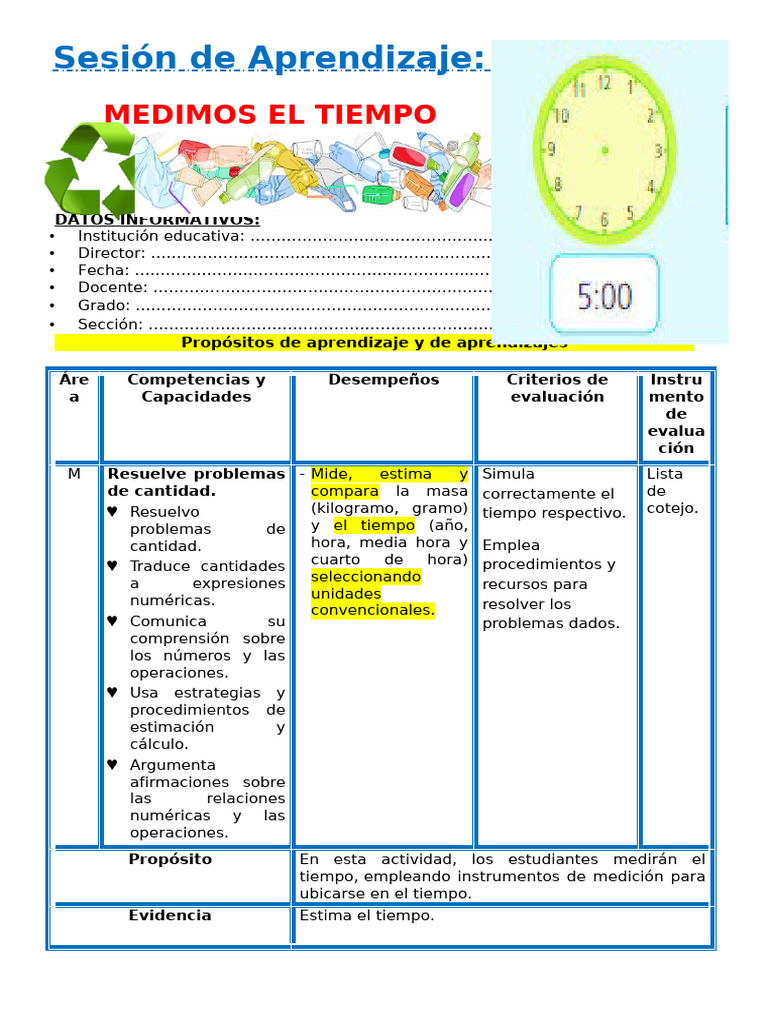 Medición del Tiempo para Niños | PDF