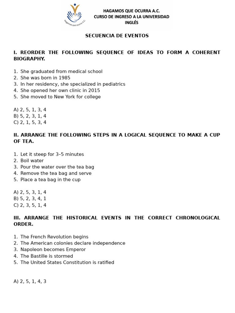 Clase 6. Secuencia de Eventos: Uso Del Lenguaje y Vocabulario | PDF