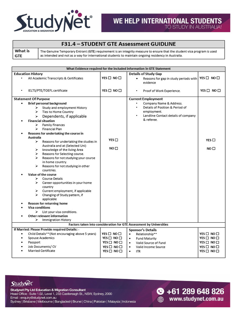 F31-4 Student GTE Assesment Form - Updated | PDF | International ...