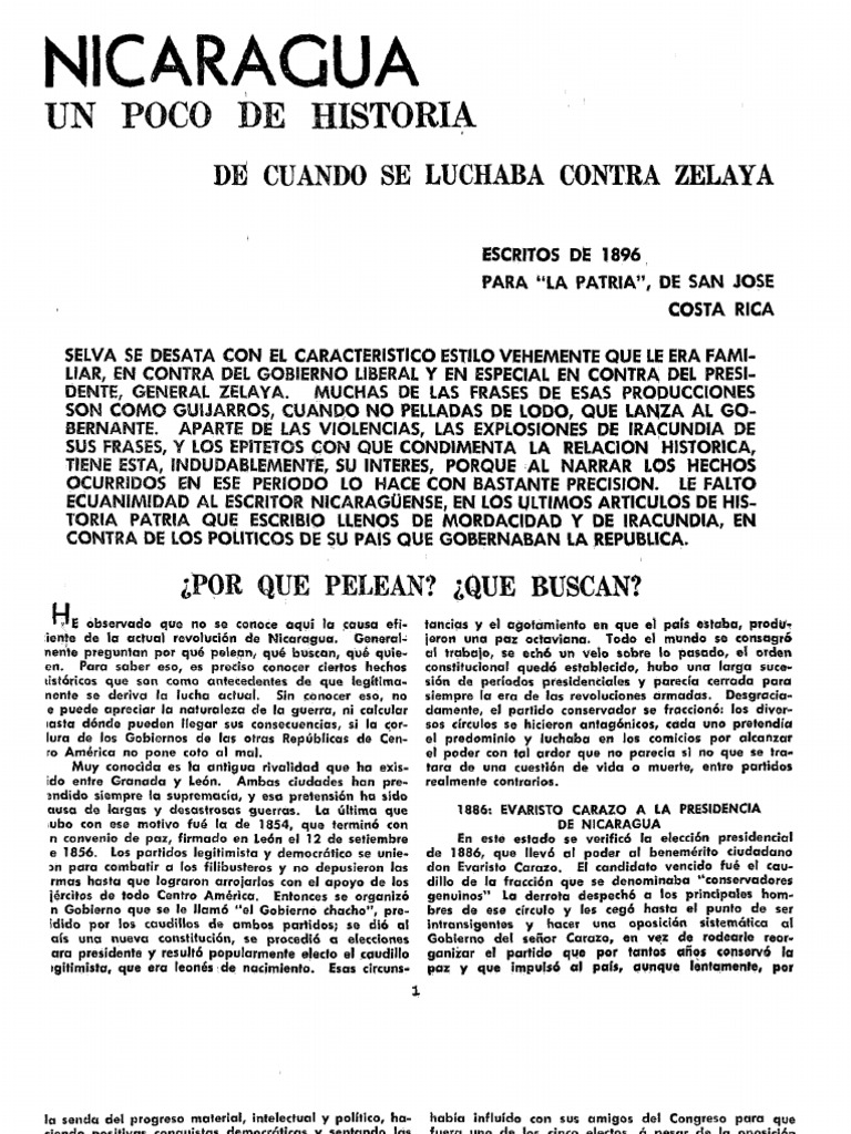 Carlos Selva Nicaragua Un Poco de Historia de Cuando Se Luchaba Contra ...