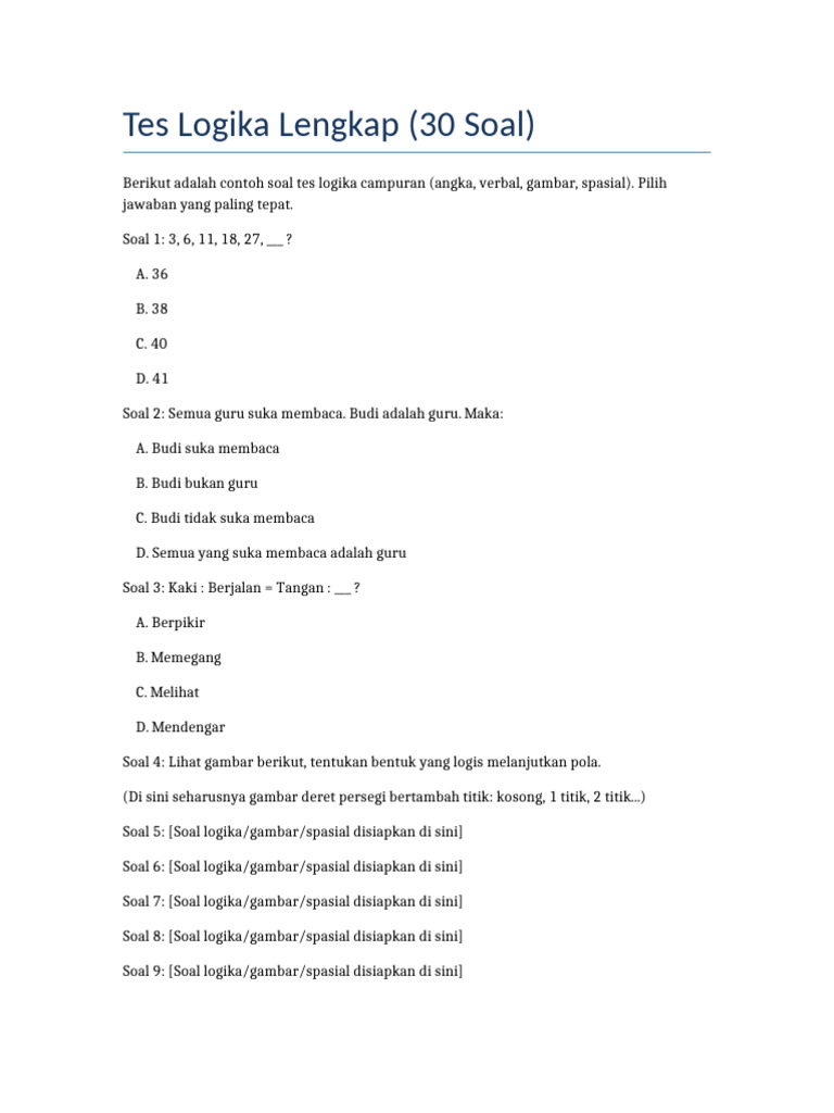 Tes Logika Lengkap | PDF