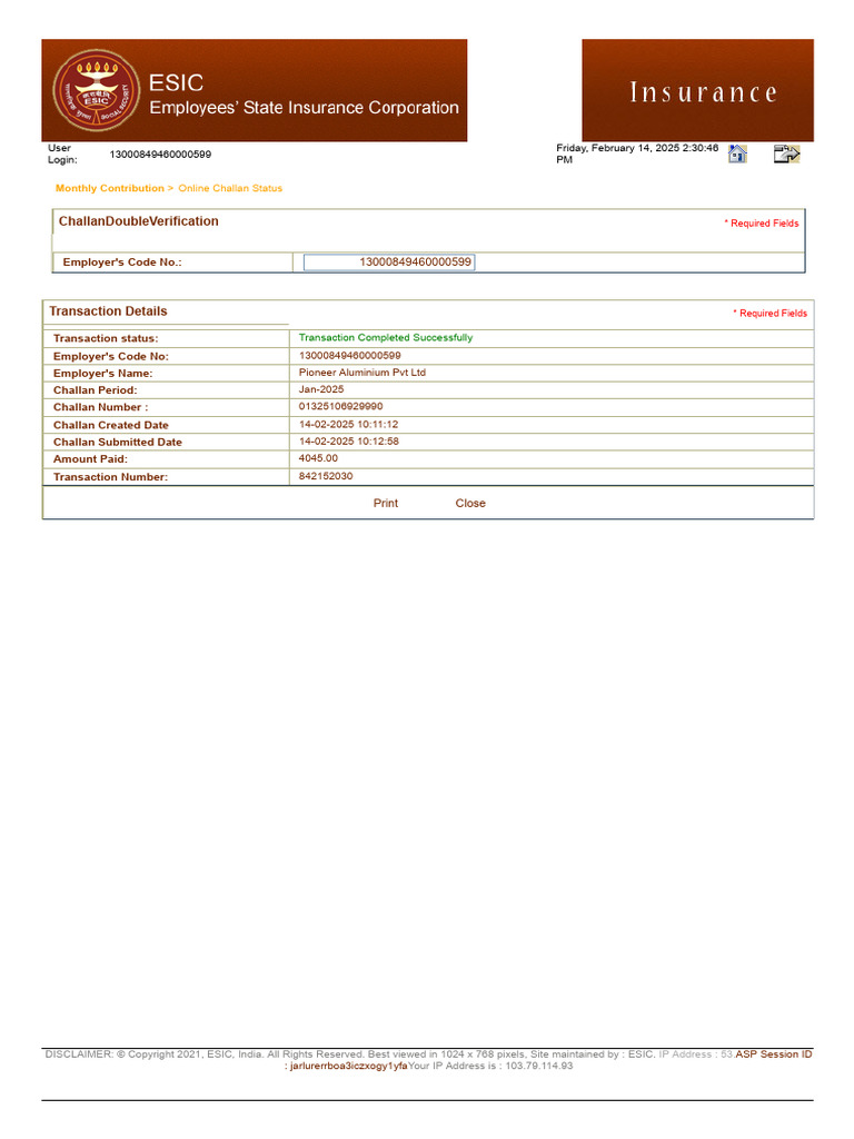 Esic Pay Jan-2025 | PDF