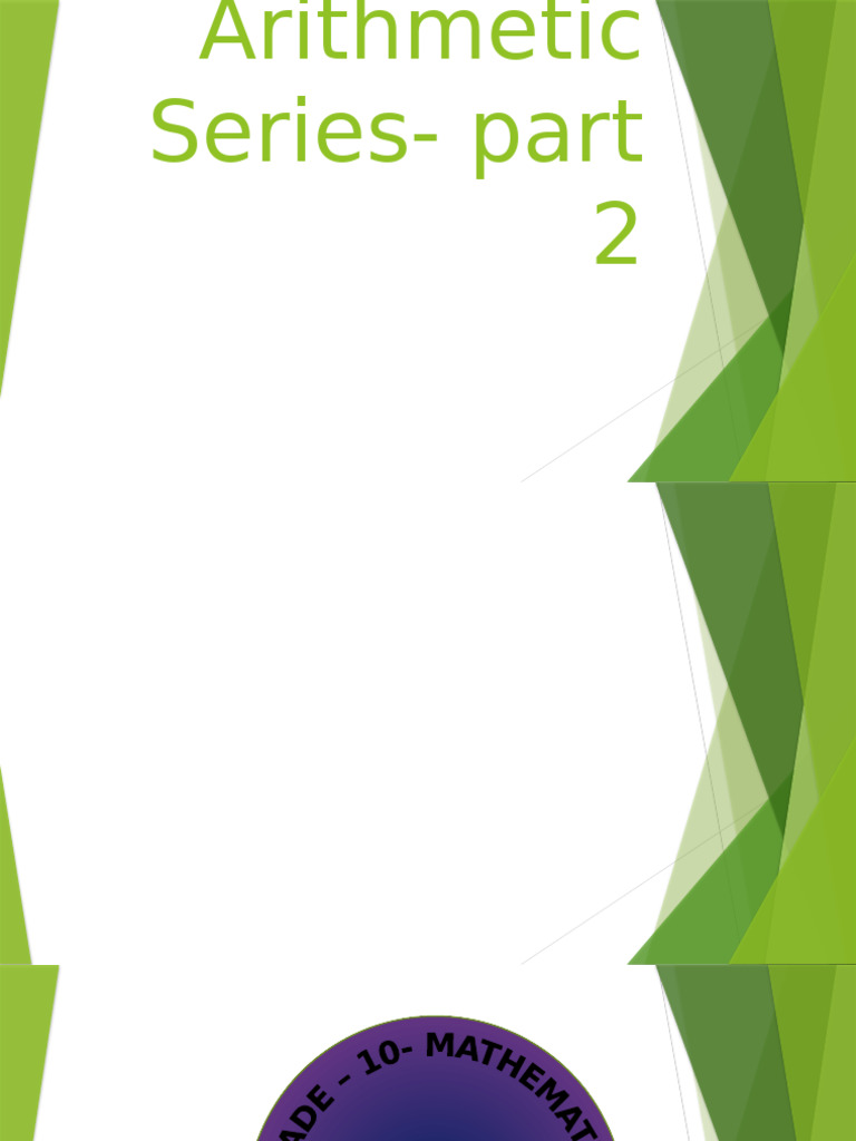 Arithmetic Series - Part 2 | PDF | Arithmetic | Mathematics