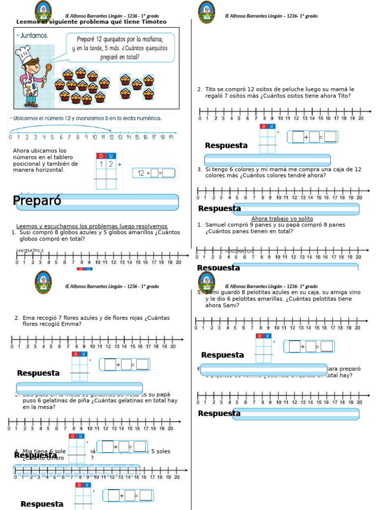 Ficha-Sumamos Usando La Recta Numerica | PDF