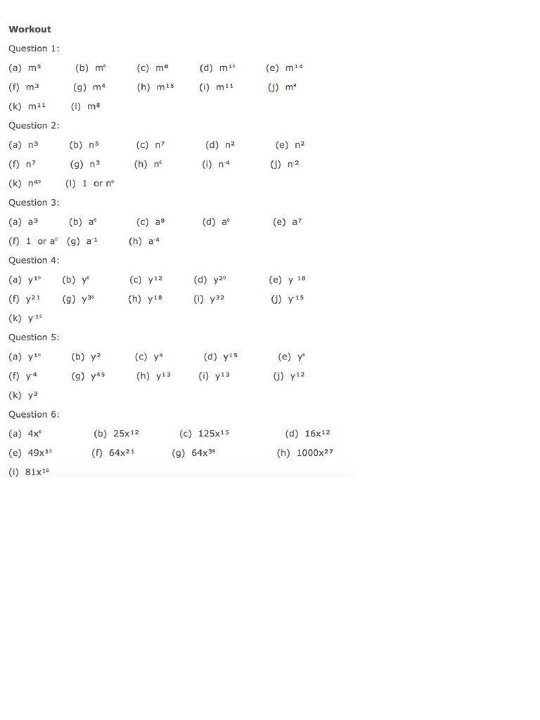 Laws of Indices - Answer | PDF