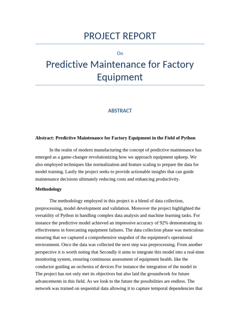 Predictive Maintenance For Factory Equipment | PDF | Machine Learning ...
