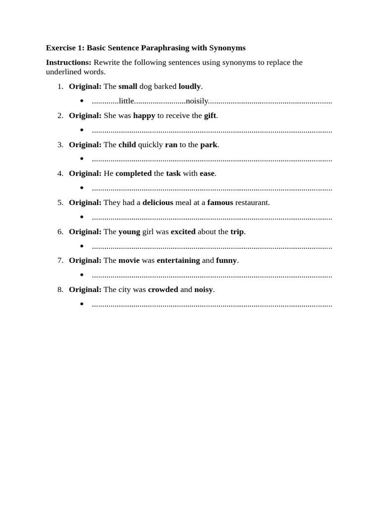 Paraphrasing Exercise - Lite | PDF
