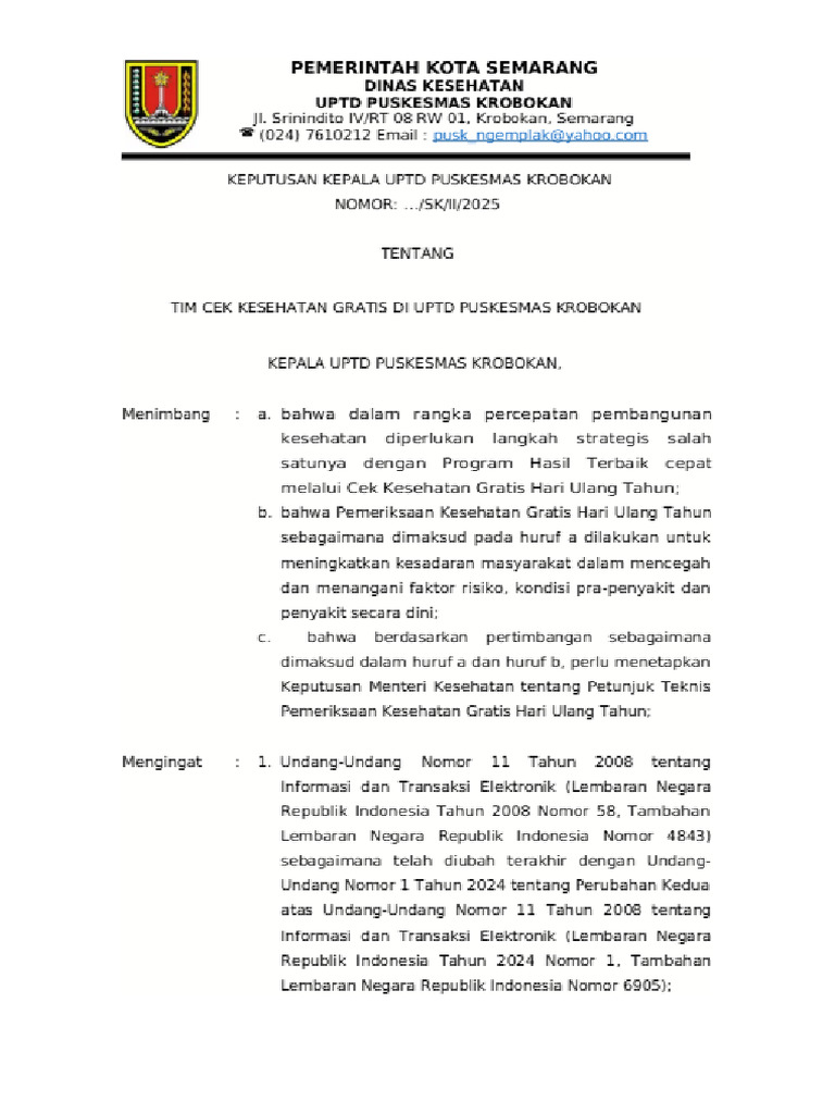 Contoh SK Tim CKG | PDF