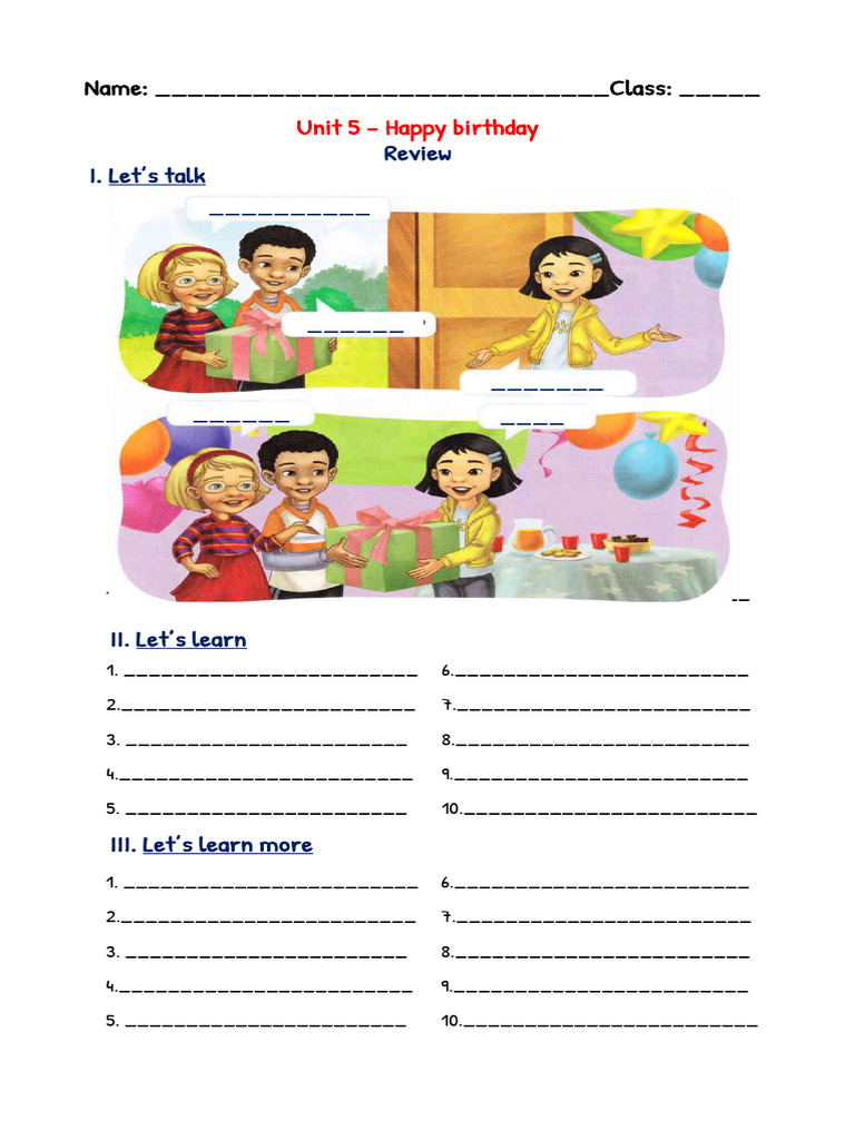 Let's Go 1 - Unit 5 - Review Sheet | PDF