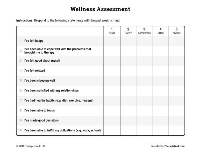 Wellness Assessment Questionnaire | PDF