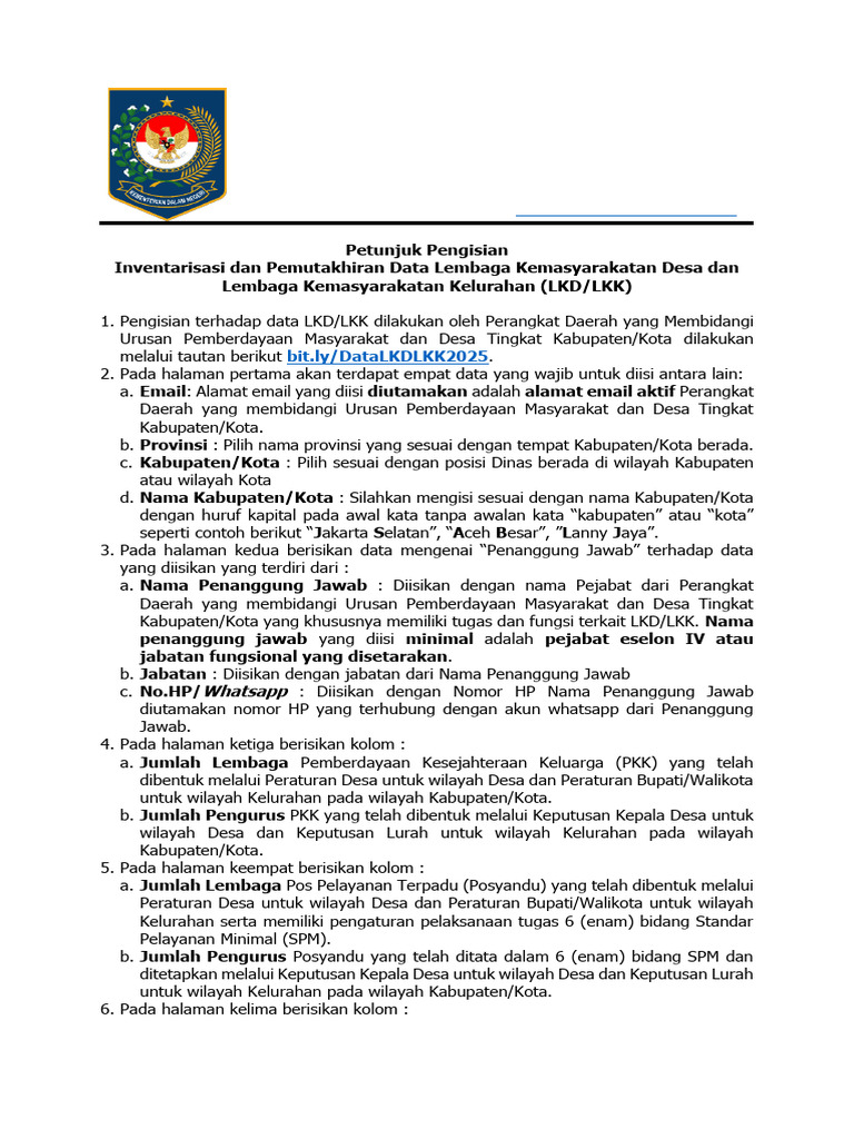 Petunjuk Pengisian LKD/LKK 2025 | PDF